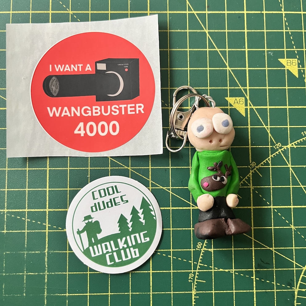 Unsure Green Reindeer Jumper Keyring & Stickers (Free P&P UK only ...